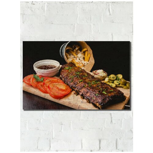 Картина интерьерная на рельефной доске Разное Еда (суп, блюдо, салат, food, bar, drinks) - 4030