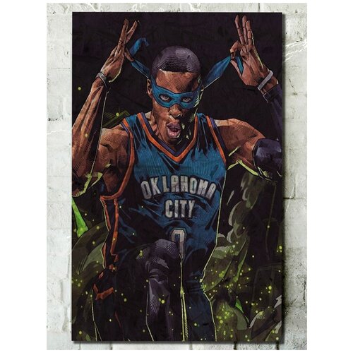Картина интерьерная на рельефной доске Спорт Баскетбол (Рассел Уэстбрук) - 7881 В
