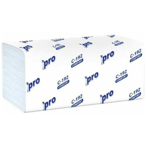 Полотенце бумажное листовое 1-сл 250 лист/уп 210х230 мм V-сложения белое PROtissue