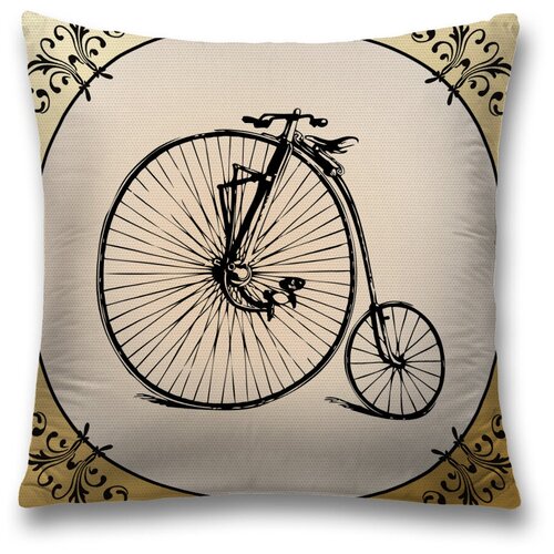 Наволочка декоративная на молнии, чехол на подушку JoyArty "Велосипед с разными колесами" 45х45 см