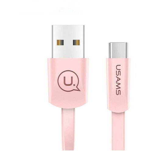 USB кабель Usams US-SJ200 U2 USB - Type-C плоский розовый (SJ200TC05)