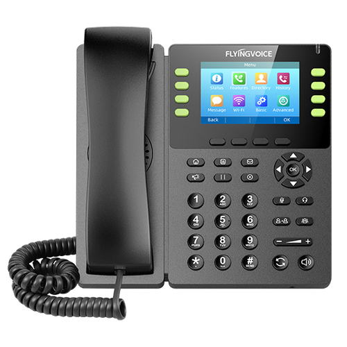 IP-телефон FLYINGVOICE FIP14G, 8 SIP аккаунтов, цветной дисплей 3,5 дюйма, конференция на 6 абонентов, поддержка EHS и Wi-Fi, USB2.0.