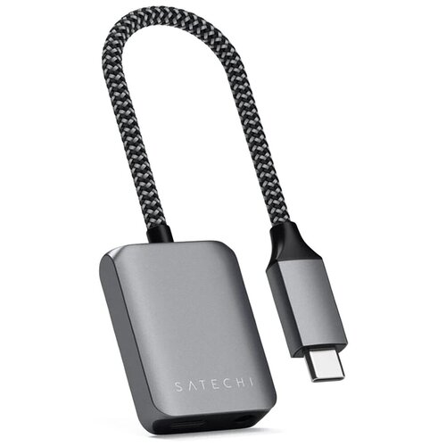 Адаптер Satechi USB-C to Audio PD Charger Adapter. Цвет: серый космос (ST-UCAPDAM)
