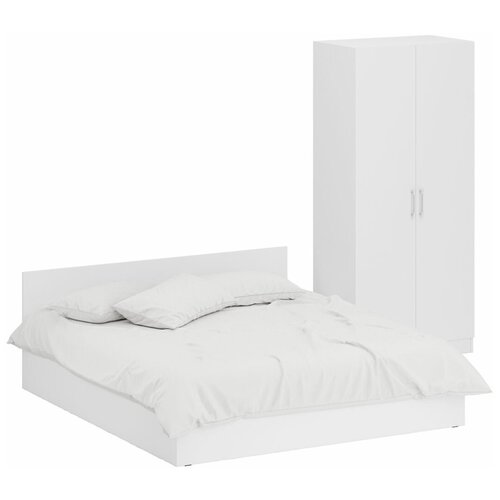 Кровать СВК 1800 + Шкаф 2-х створчатый Стандарт Белый