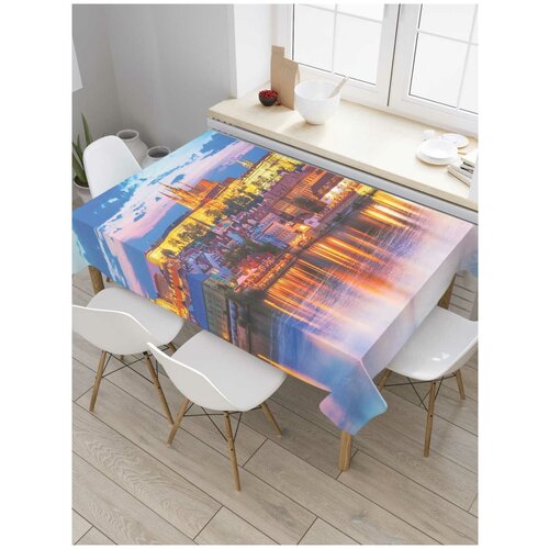 Скатерть прямоугольная JoyArty на кухонный стол "Панорама Влтавы" из оксфорда, 180x145 см