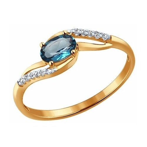 Кольцо Diamant online, золото, 585 проба, фианит, топаз, размер 16