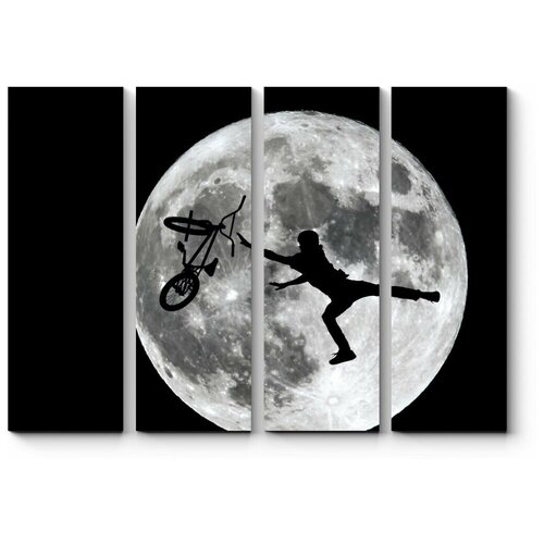 Модульная картина Силуэт байкера на фоне луны130x98
