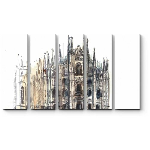 Модульная картина Миланский собор в акварели 90x54