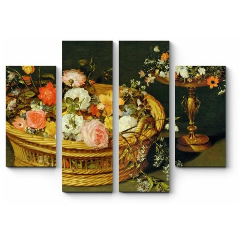 Модульная картина Корзинка с розами150x113