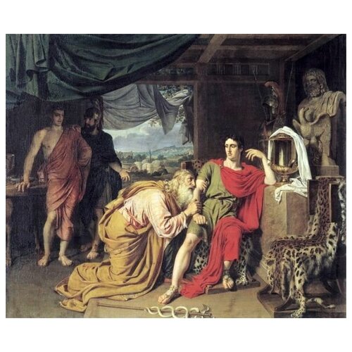 Репродукция на холсте Приам, испрашивающий у Ахиллеса тело Гектора (Priam Begging Achilles to Hector's body) Иванов Александр 36см. x 30см.