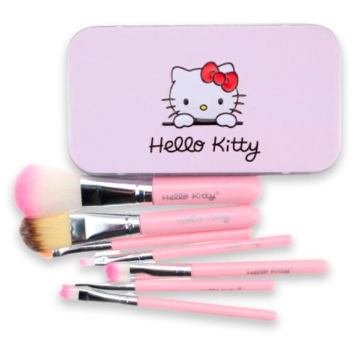 Набор кистей для макияжа Hello Kitty 7 штук, кисти Хелло Китти, детский набор и подарок для девочек.