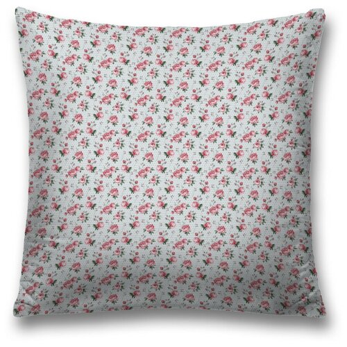 Наволочка декоративная на молнии, чехол на подушку JoyArty "Розовые цветочные бутоны" 45х45 см
