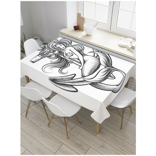 Скатерть прямоугольная JoyArty на кухонный стол "Русалка на якоре" из оксфорда, 120x145 см