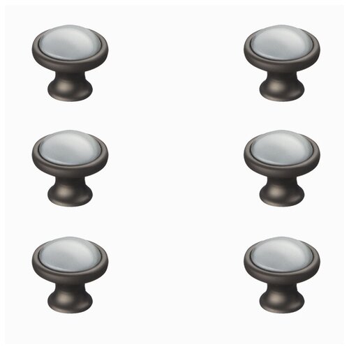Ручка мебельная кнопка R50, серый, керамика ( 6 шт. )