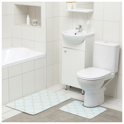 Доляна Набор ковриков для ванной и туалета Доляна «Чешуя», 2 шт: 50×80, 40×50 см