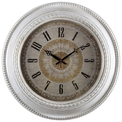 Большие оригинальные настенные кварцевые часы в форме круга бело-золотого цвета Рубин Модерн, 60 см