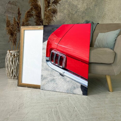 Картина на холсте (ford mustang авто 1965 thunderbird convertible mach 1 красный) 80x100 см/для интерьера/в комнату/на стену/в подарок