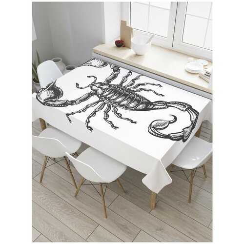 Скатерть прямоугольная JoyArty на кухонный стол "Графический Скорпион" из оксфорда, 120x145 см