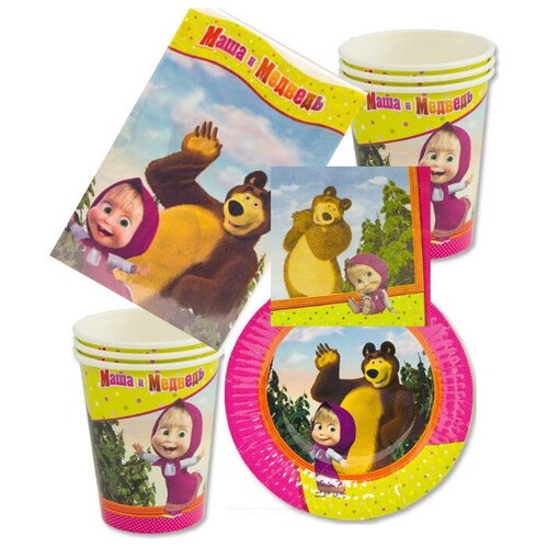 Набор бумажной посуды "Маша и Медведь" 25 шт