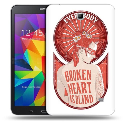 Чехол задняя-панель-накладка-бампер MyPads девушка разбитое сердце для Samsung Galaxy Tab 4 7.0 SM-T230/T231/T235 противоударный
