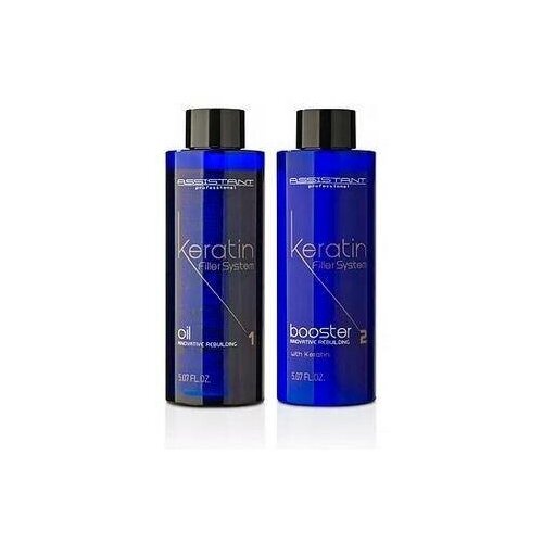 Assistant Professional Keratin Filler System Oil & Booster - Кератиновые филлеры для глубокого восстановления волос без пигмента 2 х 150 мл