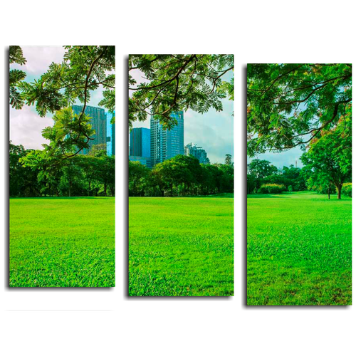 Модульная картина Городской парк в зеленых тонах 79х66 см