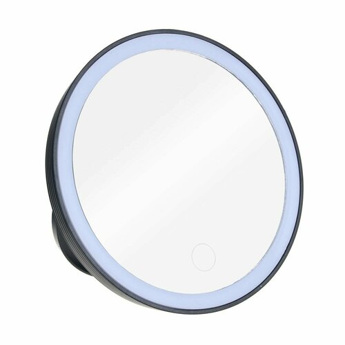 Зеркало с LED-подсветкой, 4xAAA, USB-провод, пластик, стекло, d15 см