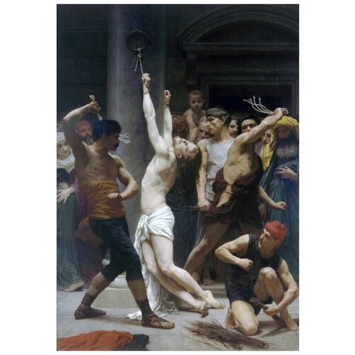Репродукция на холсте Бичевание Иисуса (Flagellation de Notre Seigneur Jesus Christ) Бугро Адольф Вильям 30см. x 43см.