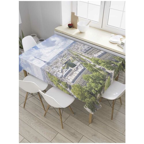 Скатерть прямоугольная JoyArty на кухонный стол "Улицы Парижа" из оксфорда, 180x145 см