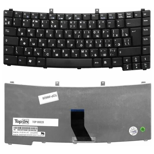 Клавиатура для ноутбука Acer TravelMate 2300, 2310, 2410, 4000, 8000 Series. Г-образный Enter. Черная, без рамки. PN: 90.4C507.00R