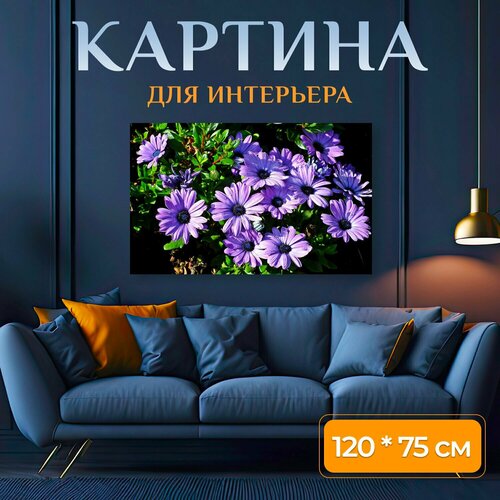 Картина на холсте "Цветы, красочные, весна" на подрамнике 120х75 см. для интерьера