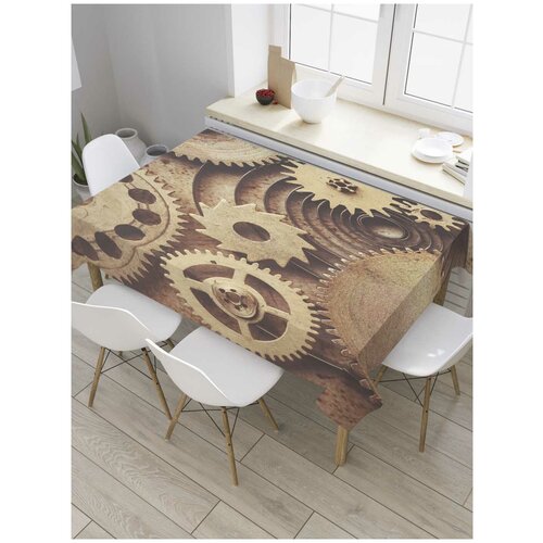 Скатерть прямоугольная JoyArty на кухонный стол "Шестеренки" из оксфорда, 180x145 см