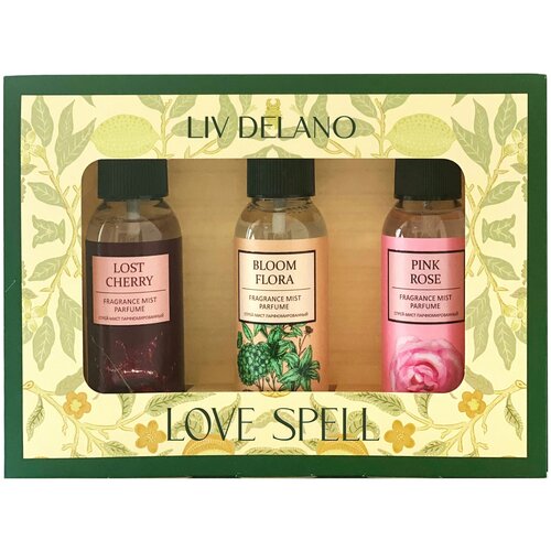 LivDelano Подарочный набор "Love Spell" 300 мл Спрей-мист Bloom Flora 100 мл Спрей-мист Lost Cherry 100 мл Спрей-мист Pink Rose 100 мл