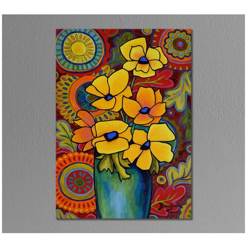 Картина интерьерная на натуральном холсте Poly Print Art "Желтые цветы" 70х50 см.