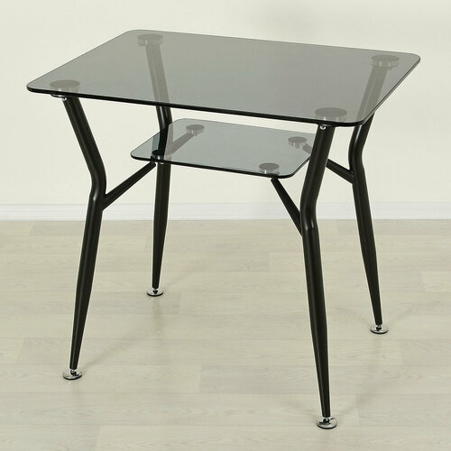 Стеклянный стол для кухни Квадро 10 серый/черный (1000х700 мм)