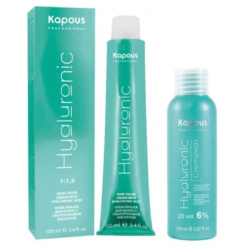 Kapous Hyaluronic Acid Крем-краска для волос +  Hyaluronic Cremoxon 6% Кремообразная окислительная эмульсия, 4.81 коричневый какао пепельный