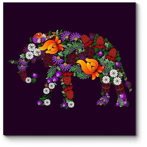 Модульная картина Цветочный слон 100x100