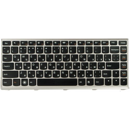 Клавиатура для ноутбука Lenovo IdeaPad U410, U410 Touch черная, серебристая рамка (model T3C1-rus)