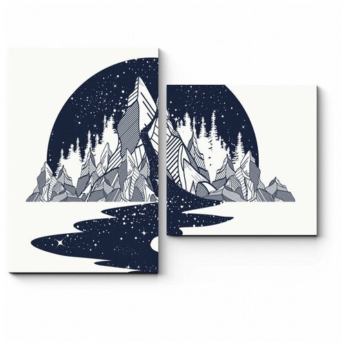 Модульная картина Звездная река в горах 110x83
