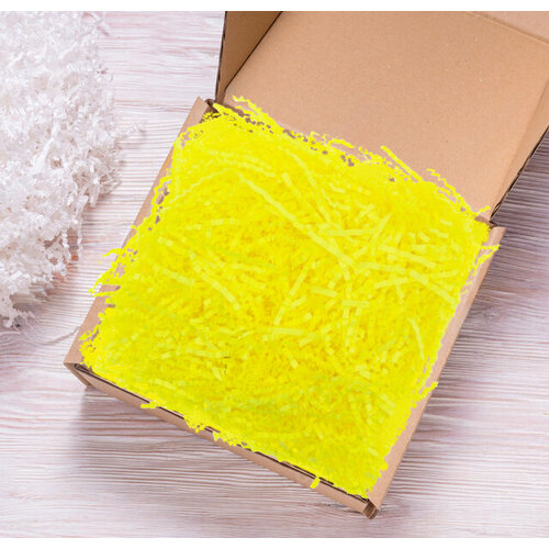 Наполнитель бумажный для оформления подарков Желтый неон, 50 г, 1 упаковка