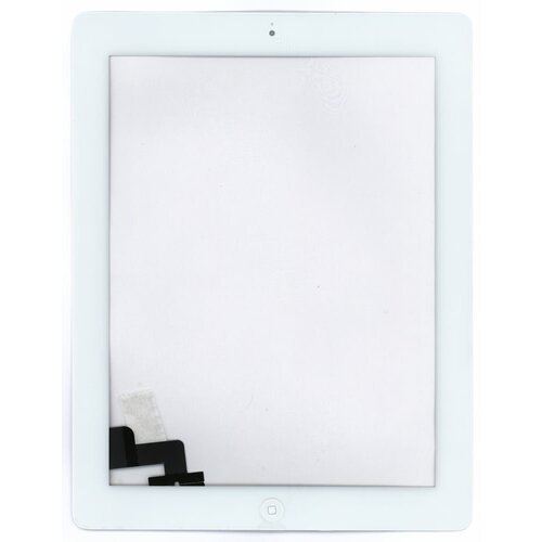 Сенсорное стекло (тачскрин) для iPad 2 (A1395, A1396, A1397) белое с кнопкой OEM