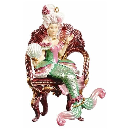 Ёлочная игрушка русалка барокко на троне, полистоун, 12 см, Goodwill D 46150