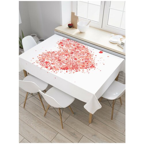 Прямоугольная водоотталкивающая тканевая скатерть на стол JoyArty с рисунком "Воздушное сердце" 145 на 180 см