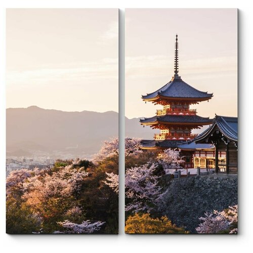 Модульная картина Цветение сакуры в Киото 80x80