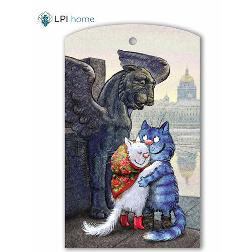 Доска разделочная сувенирная с рисунком "Синие коты, Грифон" Рина Зенюк, 18х30см