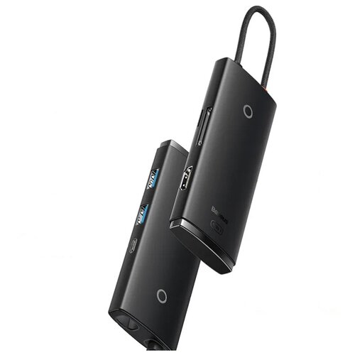 Хаб Baseus Lite Series 6-Port Type-C HUB Docking Station (Type-C to HDMI+USB3.0x2+PD+SD/TF) Black