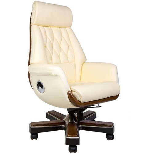 Компьютерное кресло NORDEN Трон для руководителя, обивка: натуральная кожа, цвет: слоновая кость