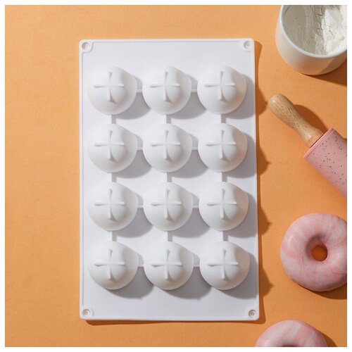 Доляна Форма для муссовых десертов и выпечки Доляна «Бабл», 29×18×3 см, 12 ячеек (5×4,5 см), цвет белый