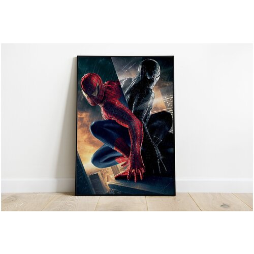 Плакат "Человек паук" 6 / Формат А3 (30х42 см) / Постер для интерьера с черной рамкой