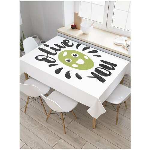 Скатерть прямоугольная JoyArty на кухонный стол "Оливковый ты" из оксфорда, 180x145 см